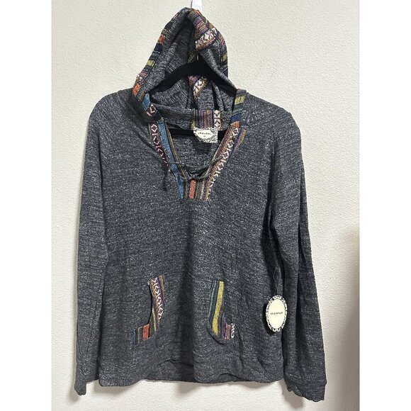 Skonhet | Sweaters | Skonhet Women Sweater Hoodie Aztec Grey Lace Up ...